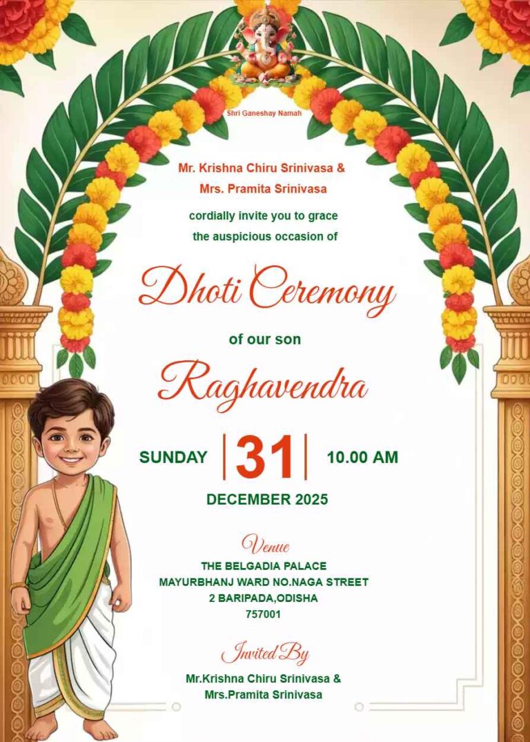 Dhoti Function Invitation - i love invite - Free Invitation Cards Maker